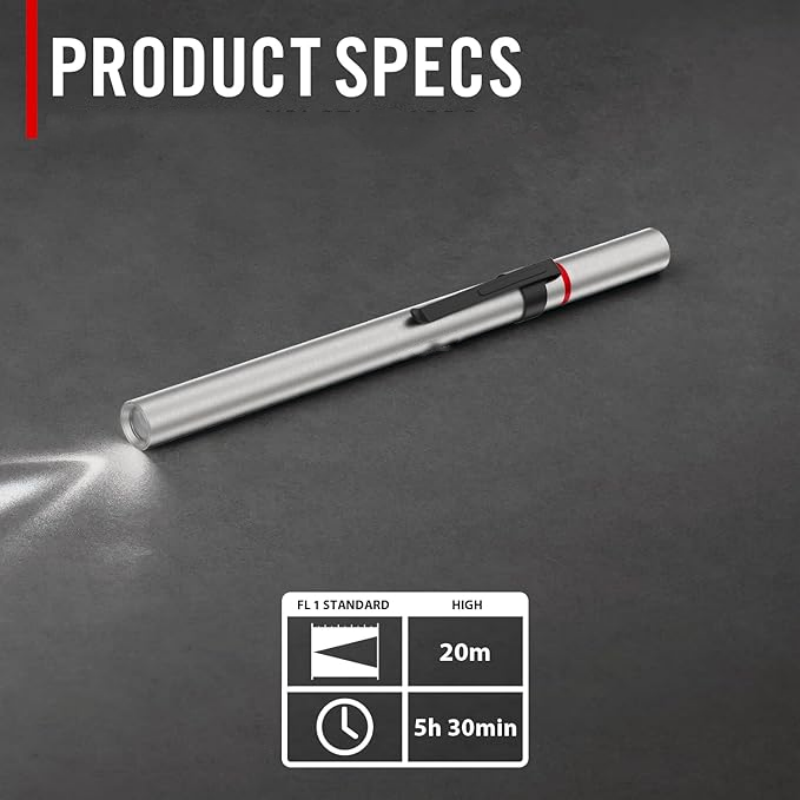 Ultra-Bright Stainless Steel Rechargeable Pocket LED Light for Precisi ...