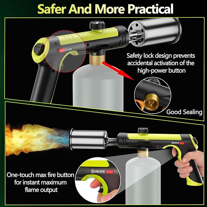 Instant High-Heat Propane Torch – One-Touch Ignition, Adjustable Flame ...